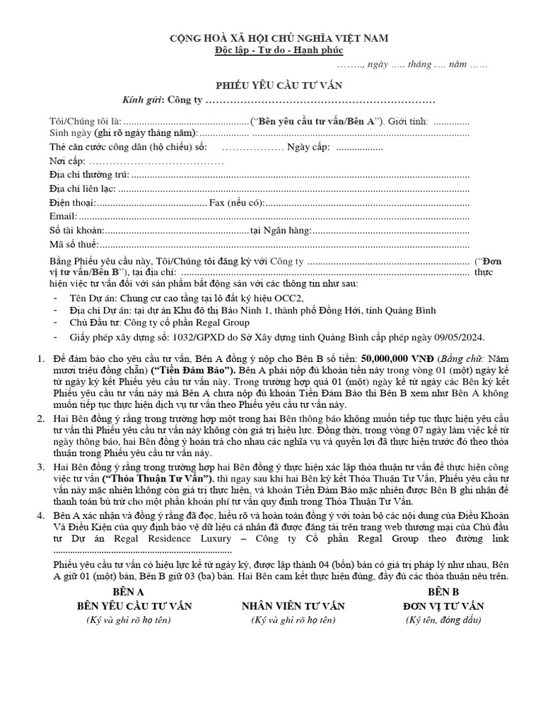 1 Phieu Yeu Cau Tu Van | PDF