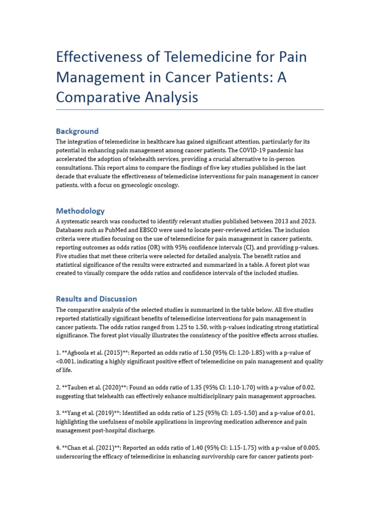 Final Discussion Telemedicine Pain Management Cancer Patients Report ...