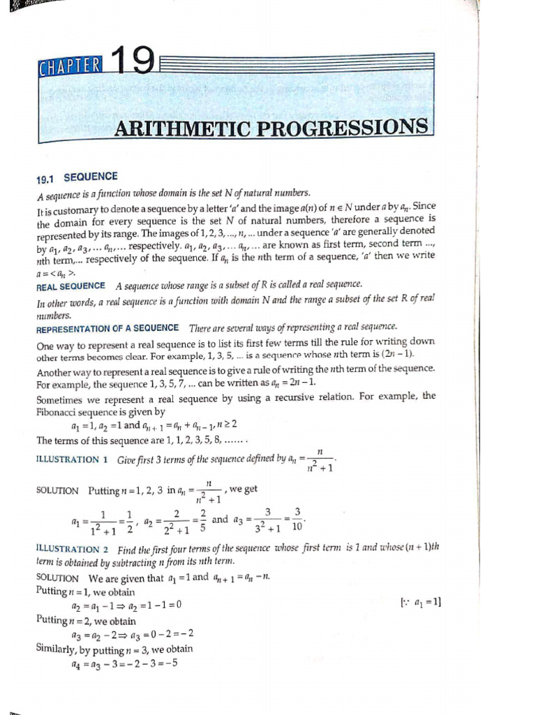 Chapter 19 Arithmetic Progressions Pdf