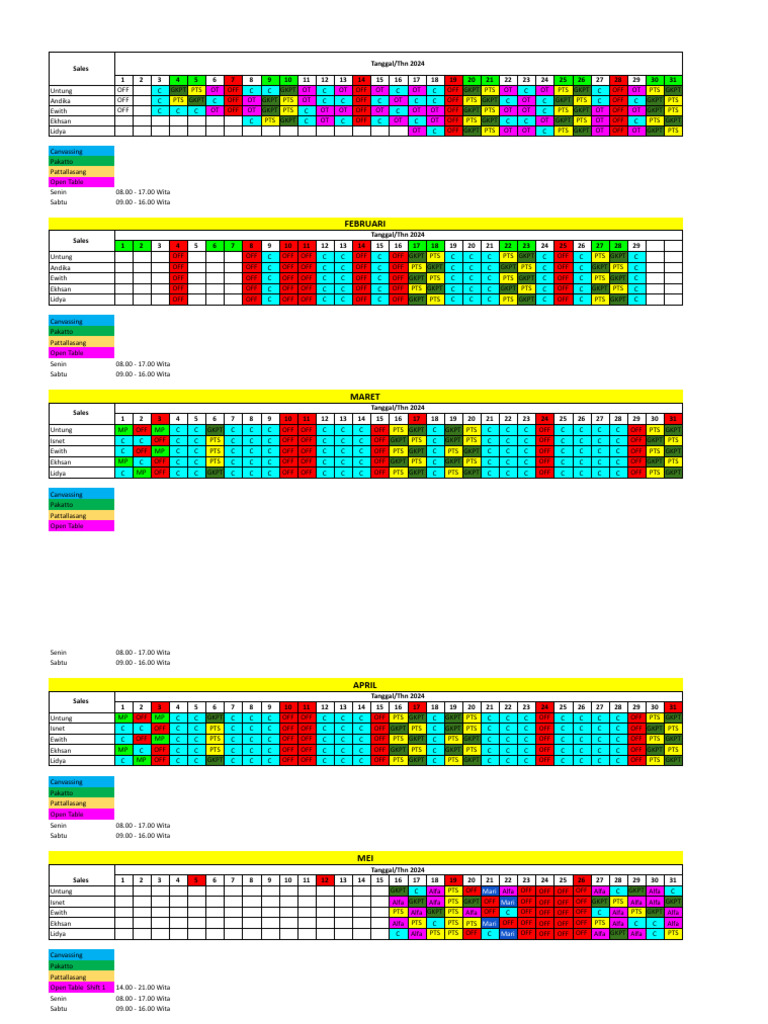Jadwal Sales - XLSX - Sheet1 | PDF
