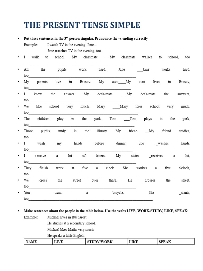 The Present Tense Simple | PDF | English Language | Languages