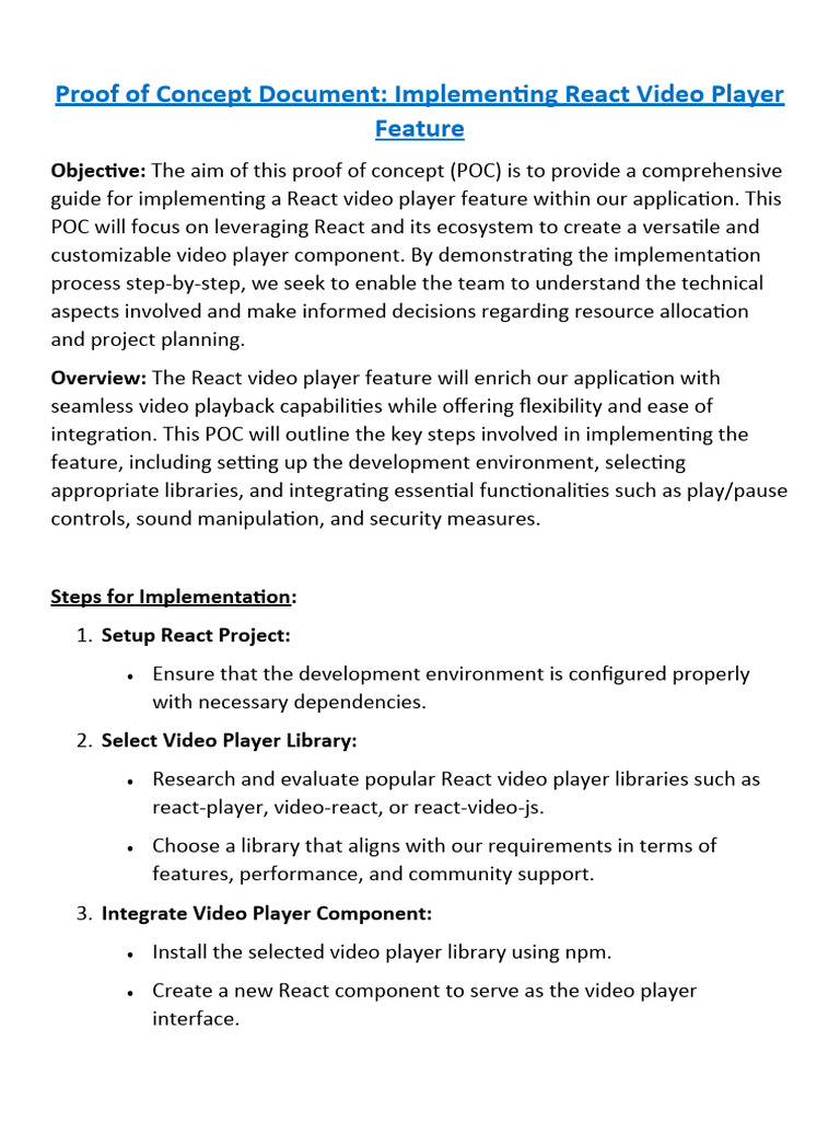 Proof of Concept Document | PDF | Library (Computing) | Videotelephony
