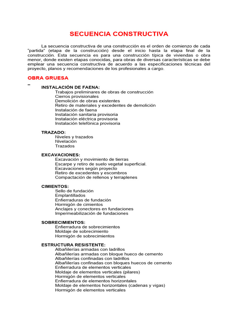 Secuencia Constructiva | PDF | Hormigón | Techo