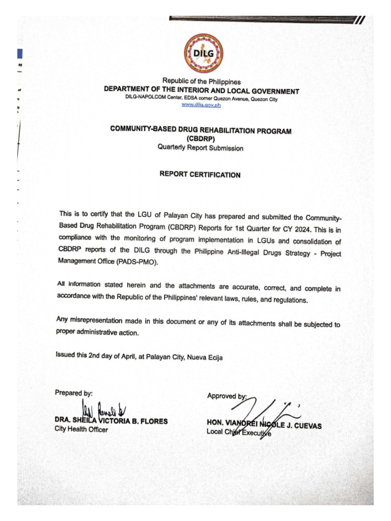 Cert 1ST QTR 2024 CBDRP | PDF