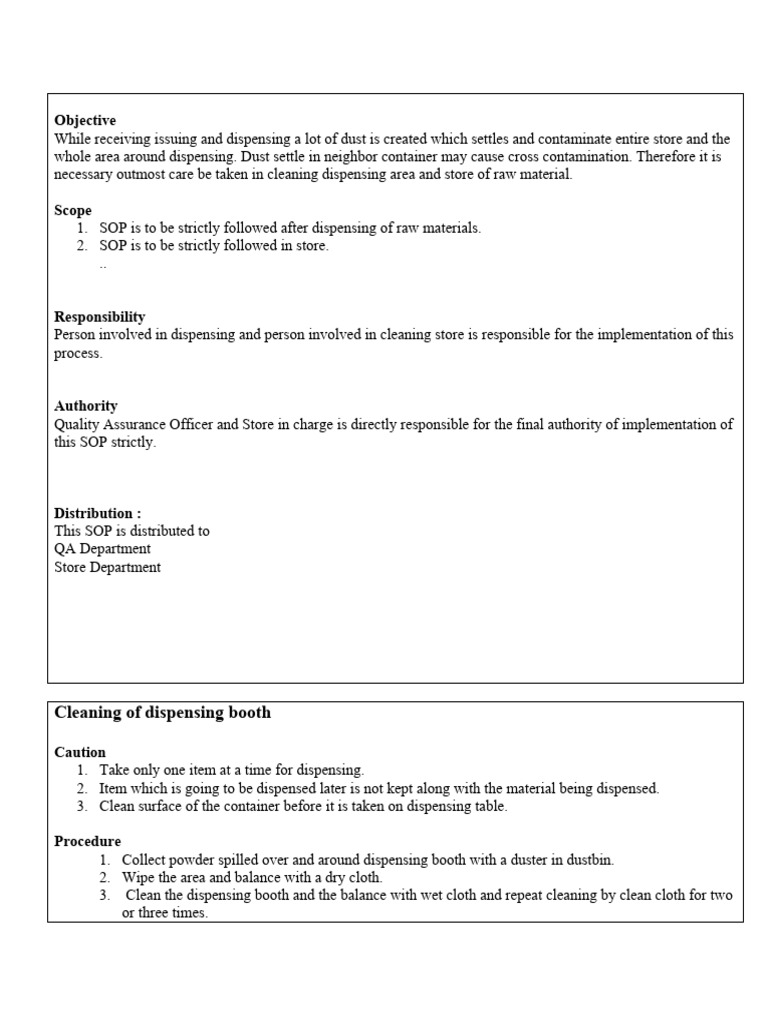 SOP for Cleaning in Pharma Industry | PDF