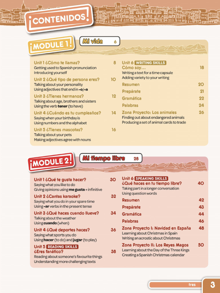 ¡Viva 1 Pupil Book Contents | PDF