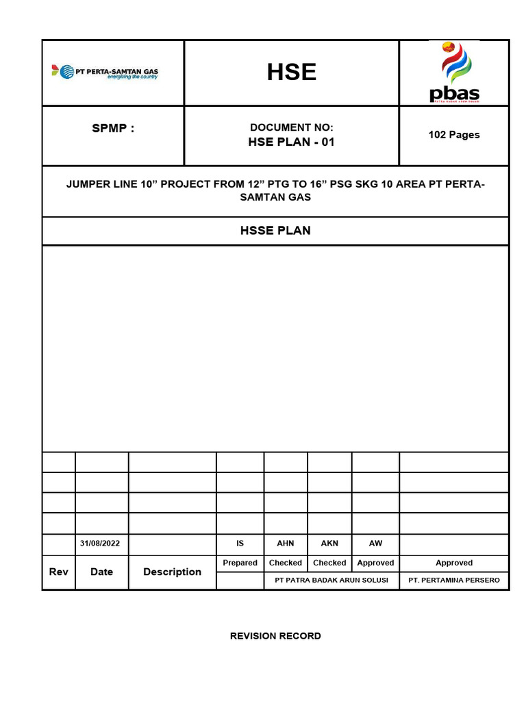 Rencana HSSE Proyek Jumper Line 10” | PDF | Komputer | Teknologi & Rekayasa