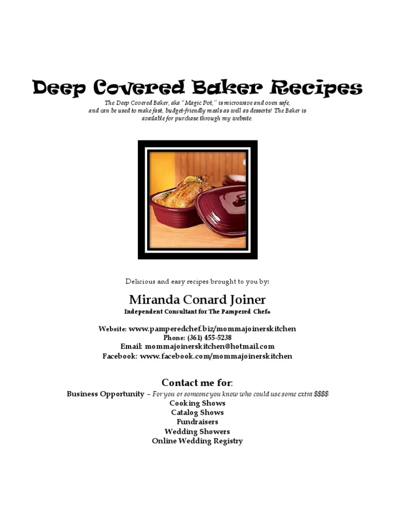 Deep Covered Baker Recipes | PDF | Sausage | Salad