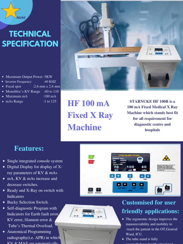 HF 100 MA Fixed X Ray Machine STARNUKE HF 100 | PDF | X Ray | Radiography