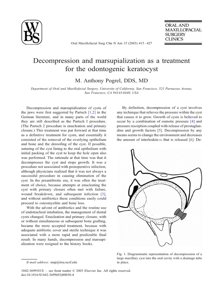 Decompression and marsupialization as a treatment for OKC | PDF
