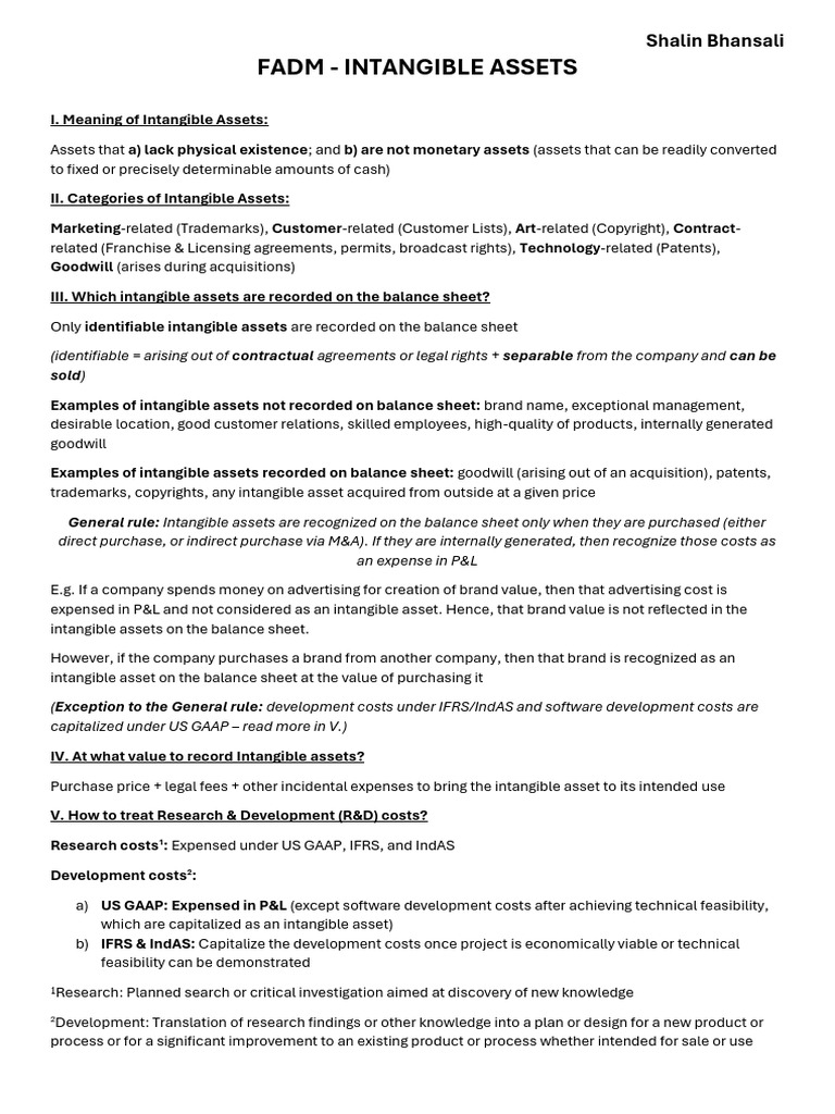 Intangible Assets | PDF | Book Value | Goodwill (Accounting)