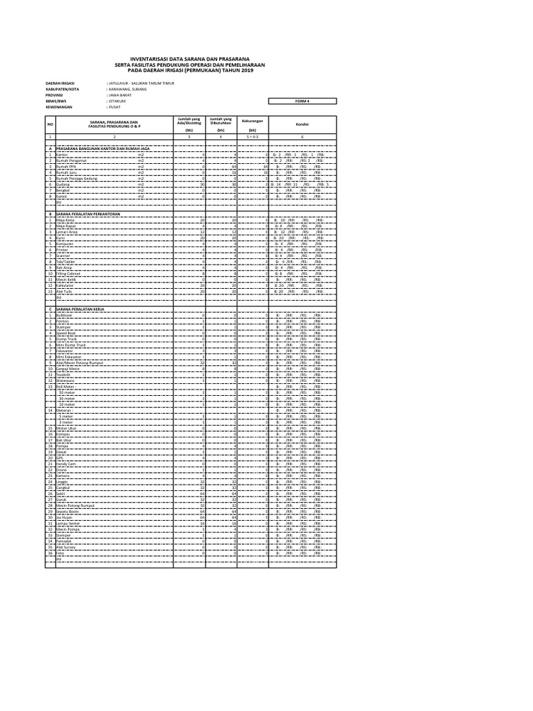 Form Inventarisasi Data SarPras E-PAKSI 2024 | PDF
