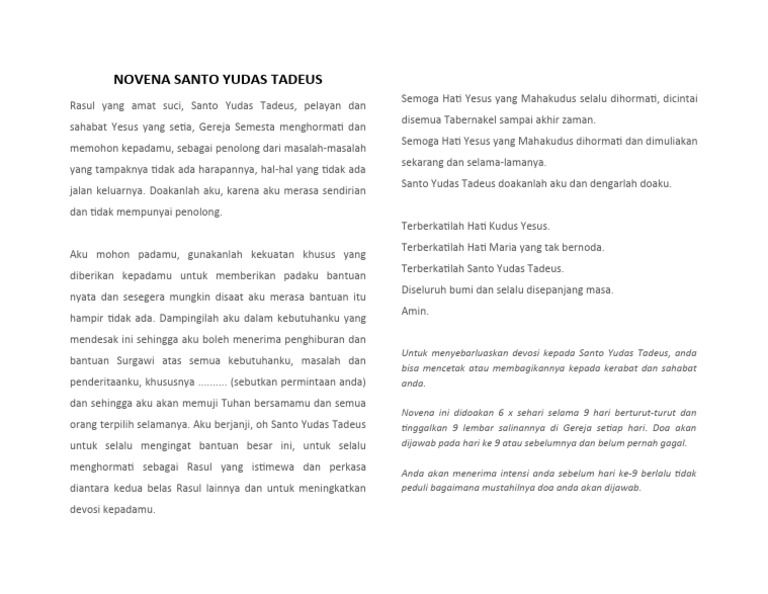 Novena Santo Yudas Tadeus | PDF