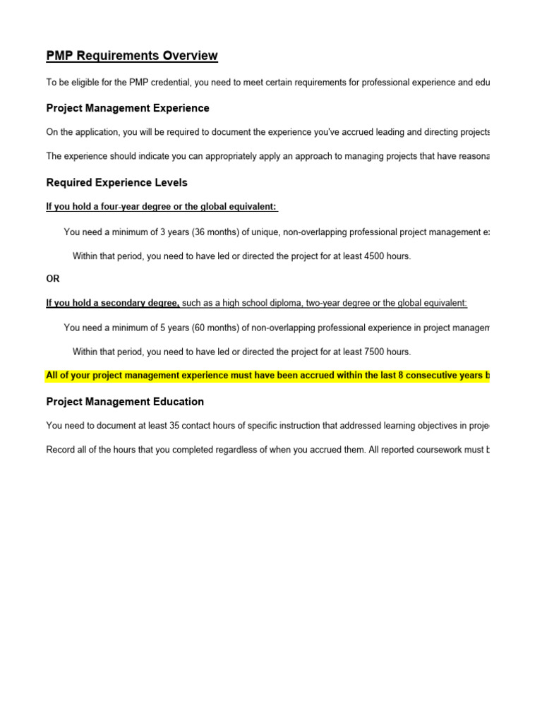 PMP Application Requirements Guide | PDF | Project Management ...