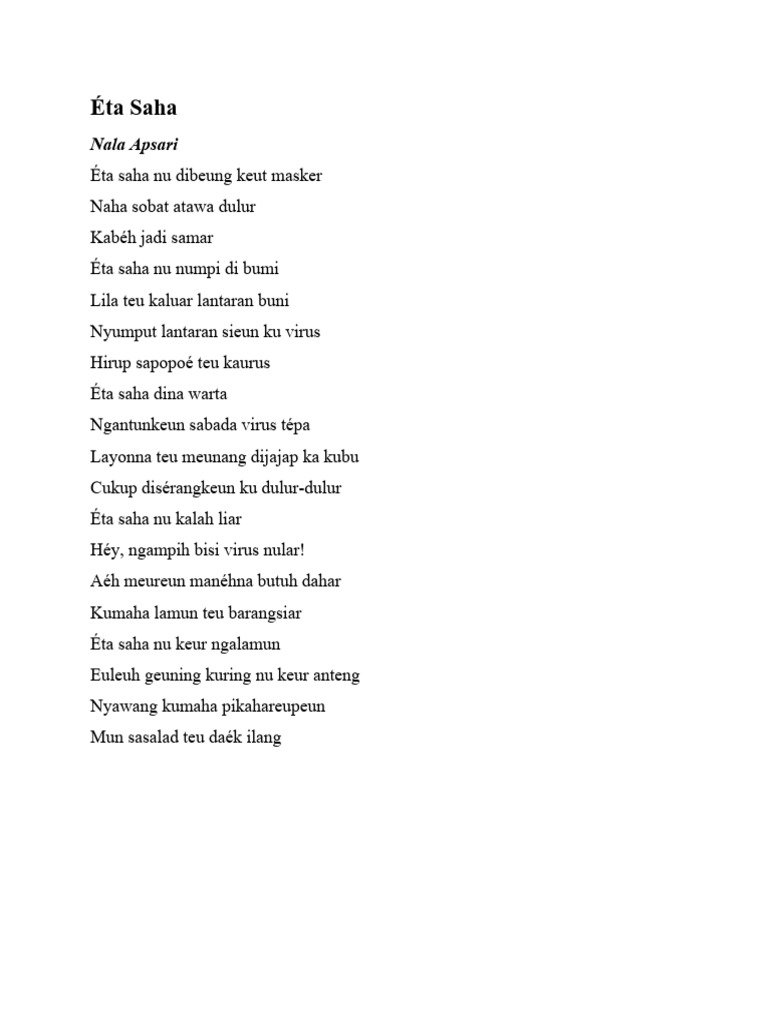 Sajak Eta Saha | PDF