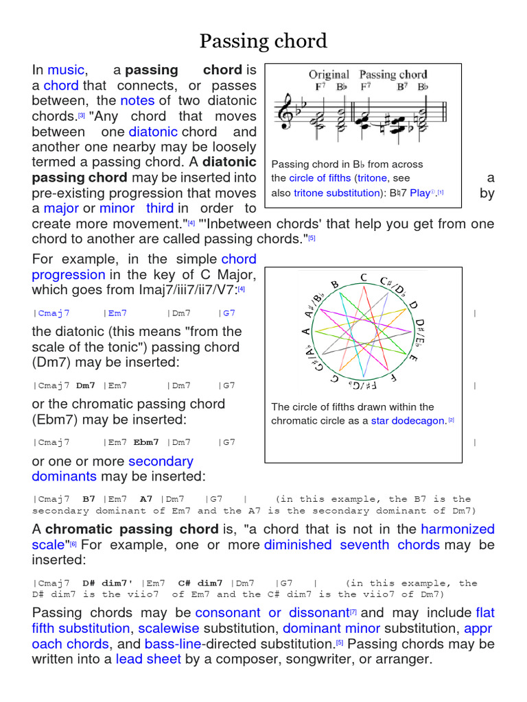 Passing Chord | PDF | Chord (Music) | Musical Compositions