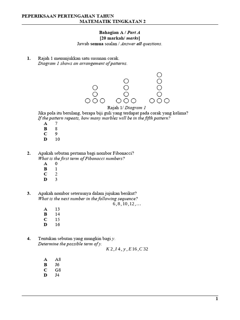 Soalan PPT Ting 2 Matematik | PDF