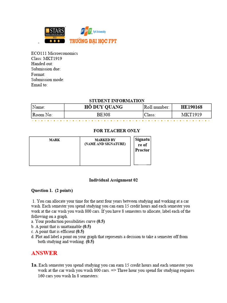 H DUY QUANG - HE190168 - ECO111 - Individual Assignment 02 | PDF ...