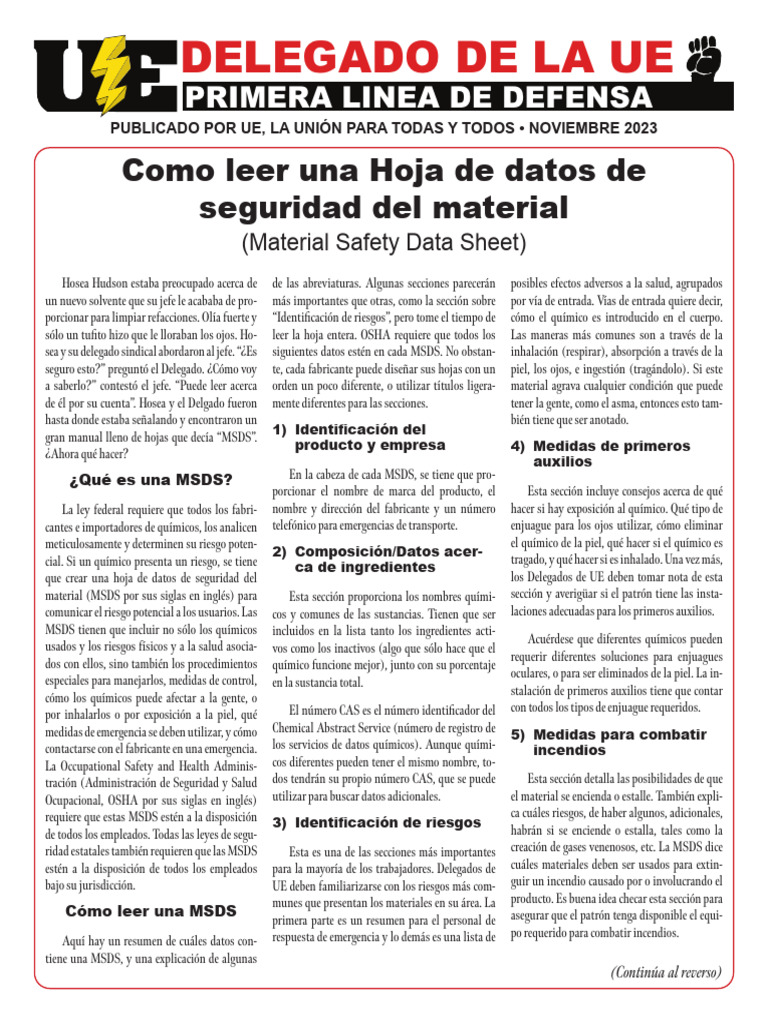 COMO LEER UNA HOJA MSDS | PDF | Toxicidad | Administración de Seguridad ...