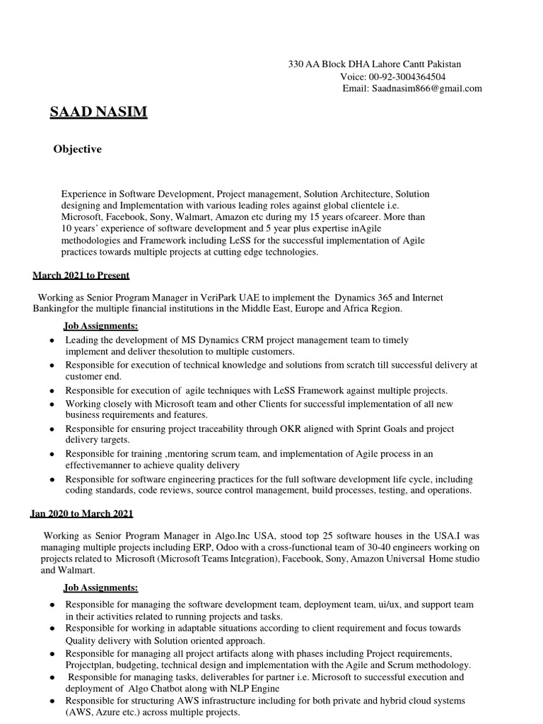 SR Technical Program Manager - Resume-SaadNasim | PDF | Software ...