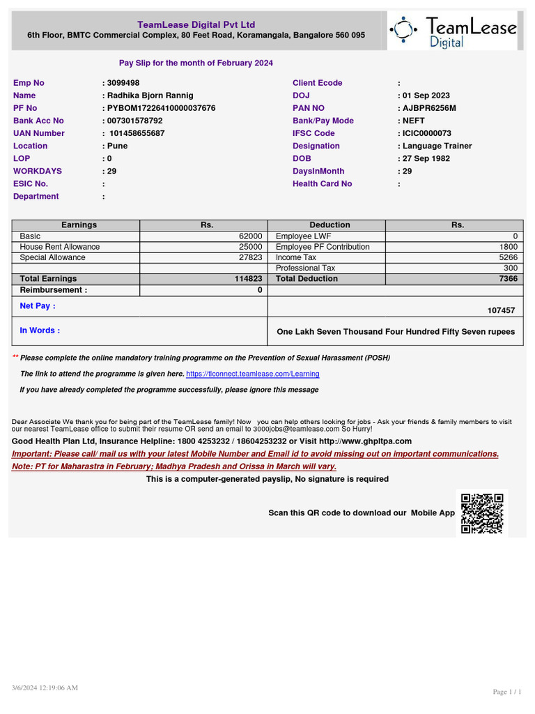Payslip-FEB-2024 Payslip | PDF | Government Finances | Taxes