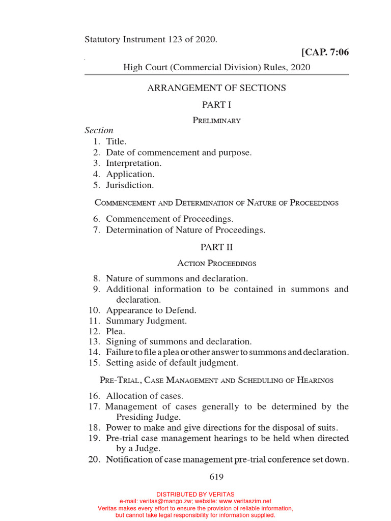 SI 2020-123 High Court (Commercial Division) Rules, 2020 | PDF ...
