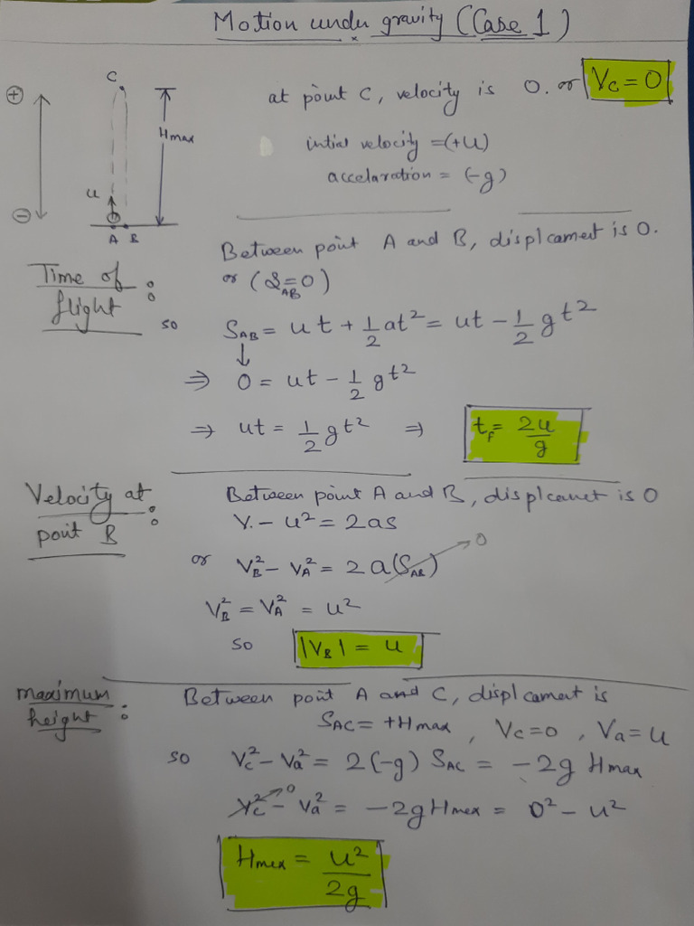 Motion Under Gravity Class 11 Aakash PDF | PDF
