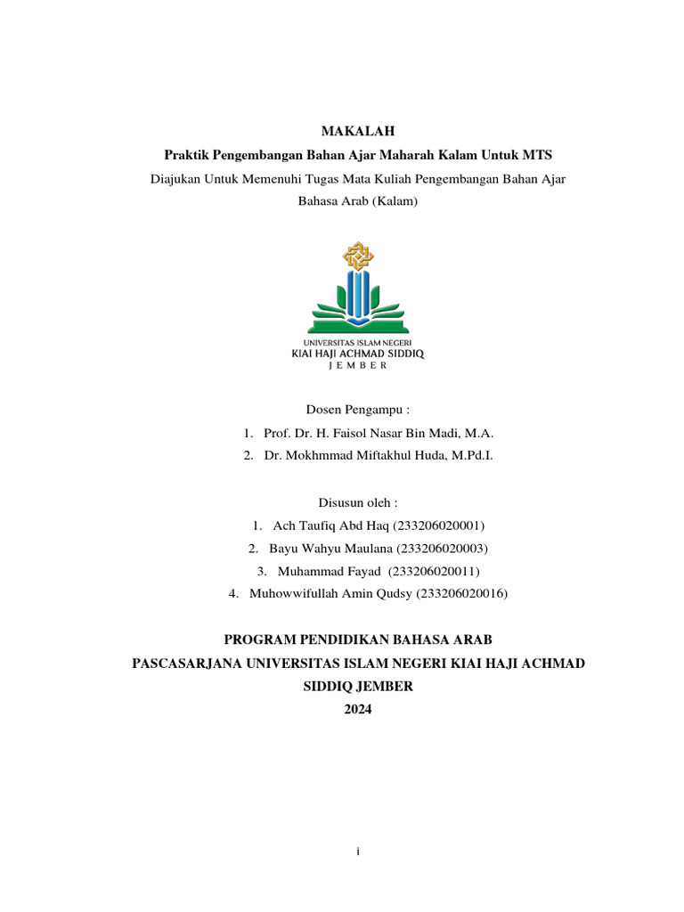 Pengembangan Bahan Ajar Maharah Kalam Mts Pdf Karier Perkembangan