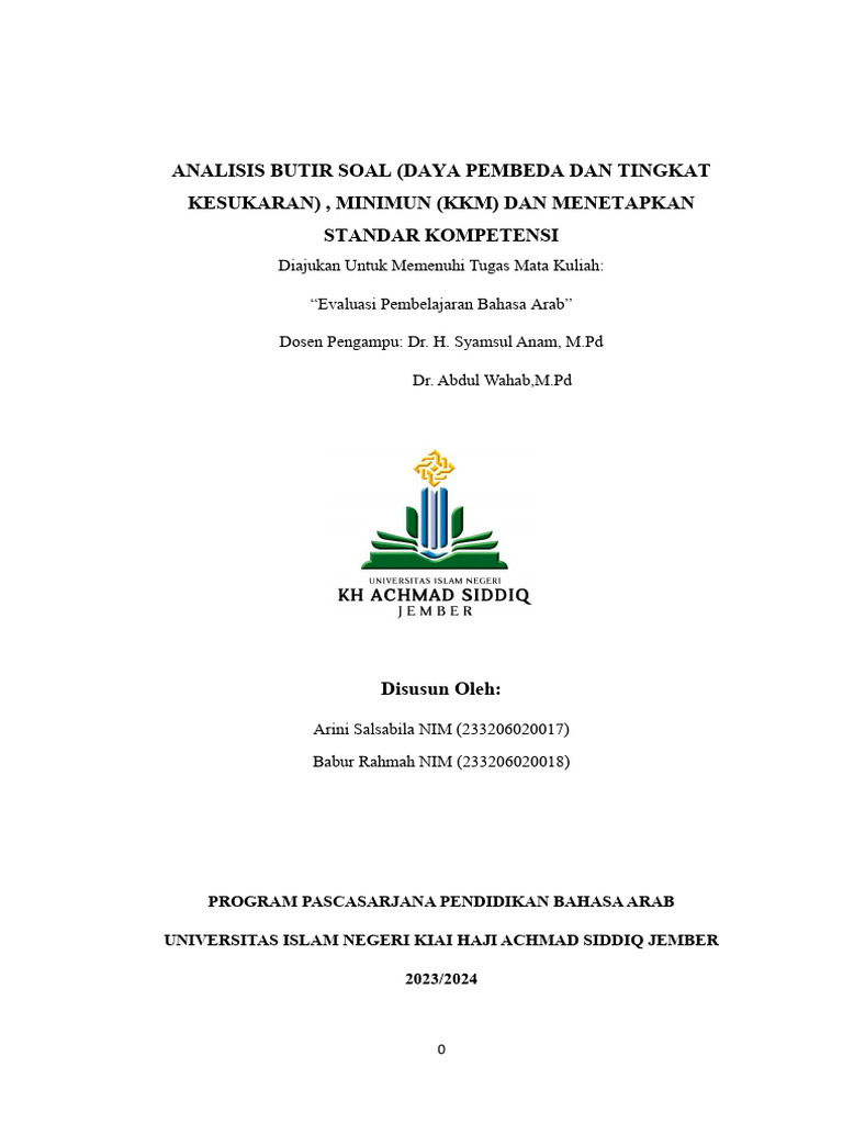 Kel.10 (Analisis Butir Soal , KKM, Standar Kompetensi | PDF