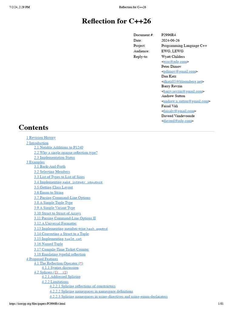 Reflection For C++26 | PDF | C++ | Parsing