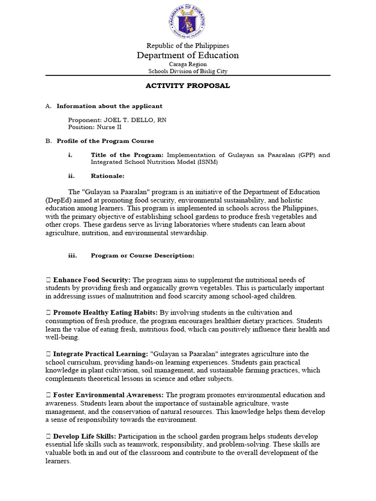 GPP Project Proposal Cy 2024 Joel | PDF | Agriculture | Learning