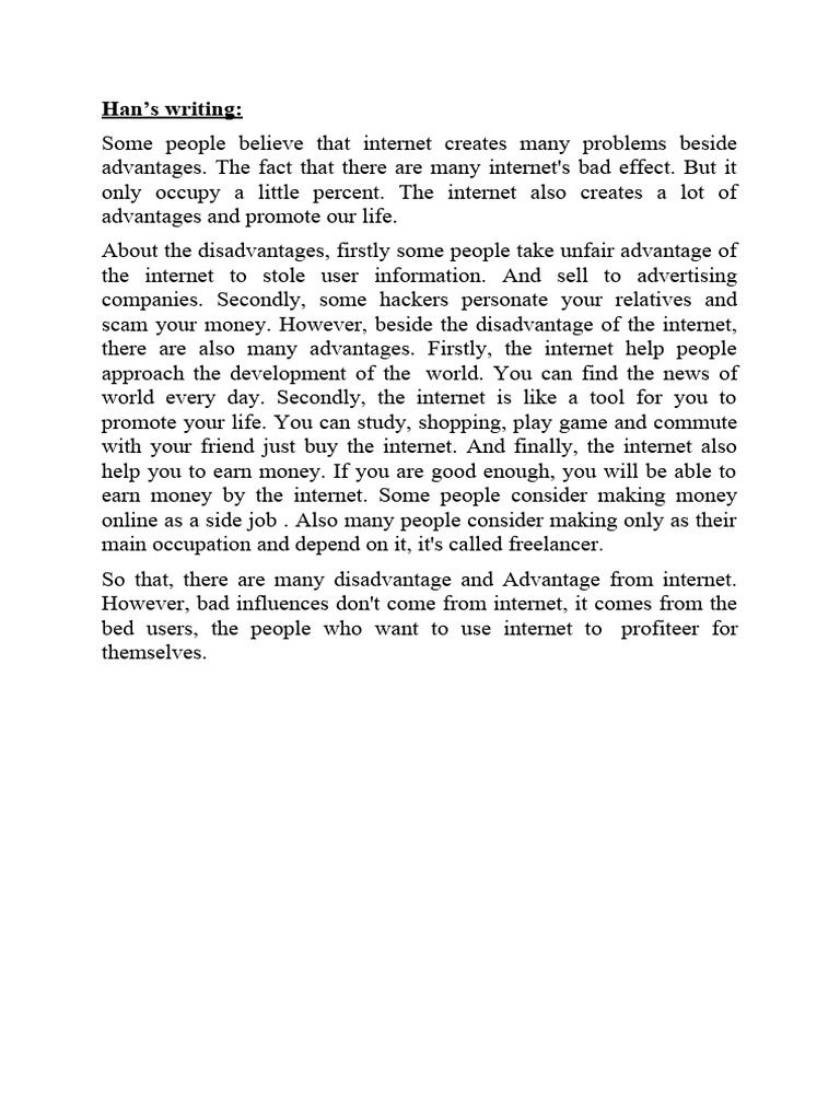 Han Writing 2 | PDF | Internet | Communication