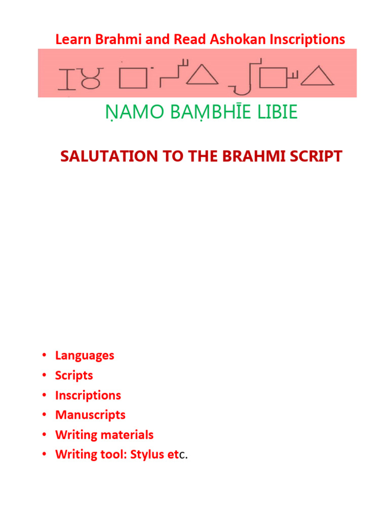 PPT on Brahmi | Download Free PDF | Writing | Languages Of Asia