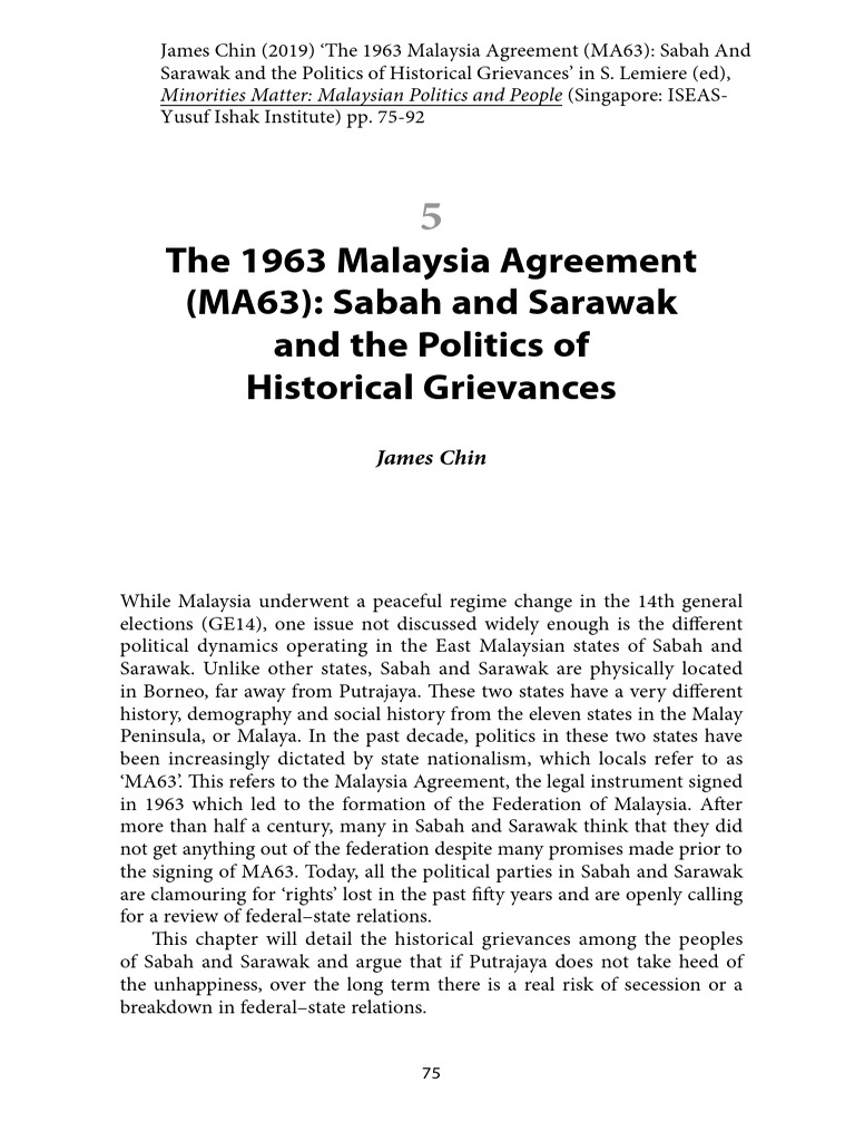 The 1963 Malaysia Agreement MA63 Sabah A | PDF | Malaysia | Sarawak