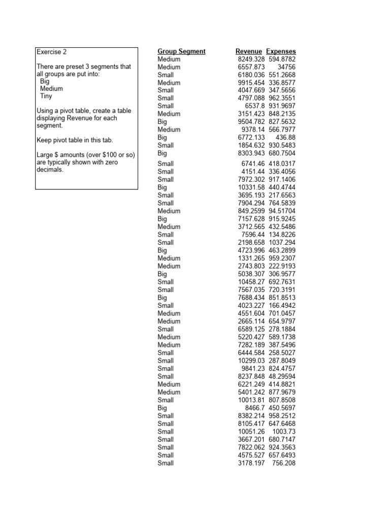 ExcelWorkshop PivotTables | PDF