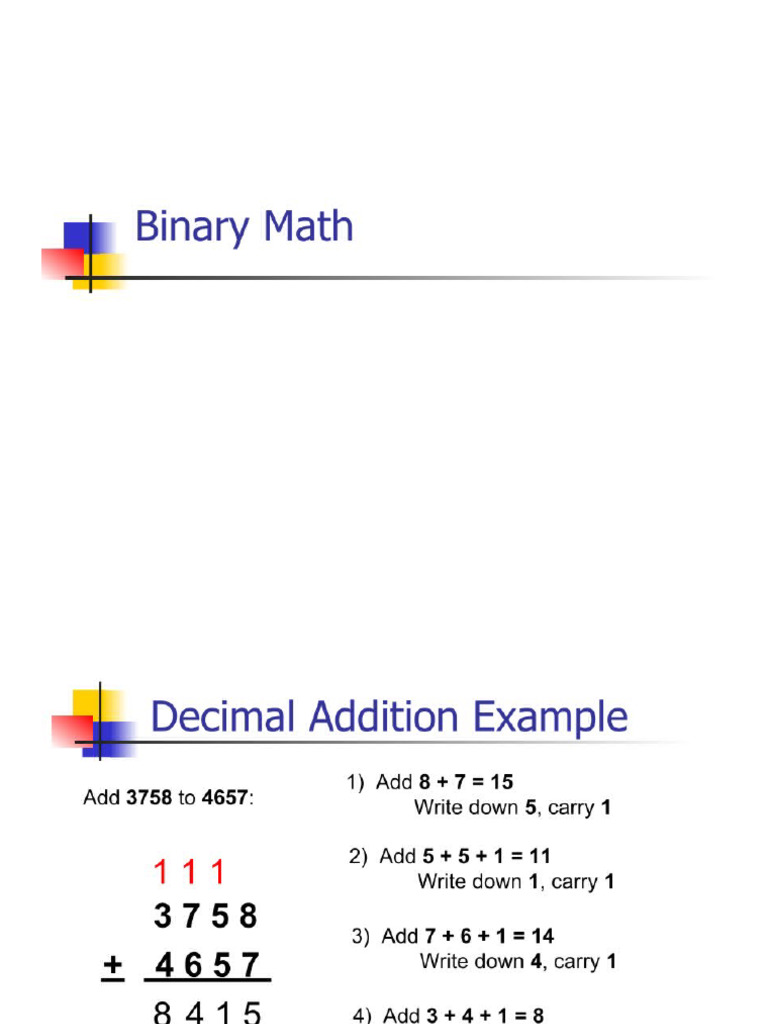 Lecture4 Binary Math | PDF | Numbers | Multiplication
