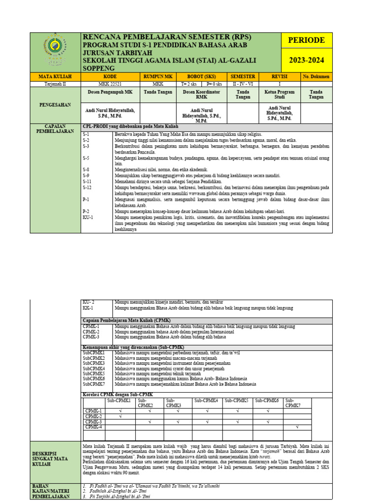 RPS Tarjamah Ii | PDF
