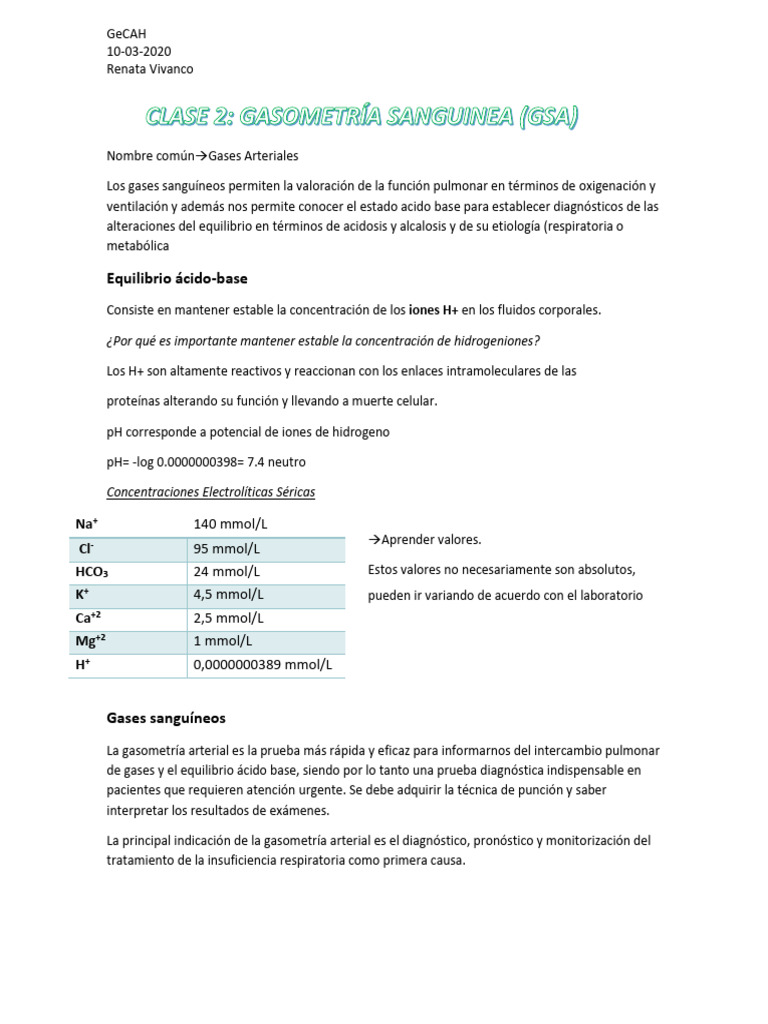 Clase 2 GSA | PDF | Solución tampón | Hemoglobina