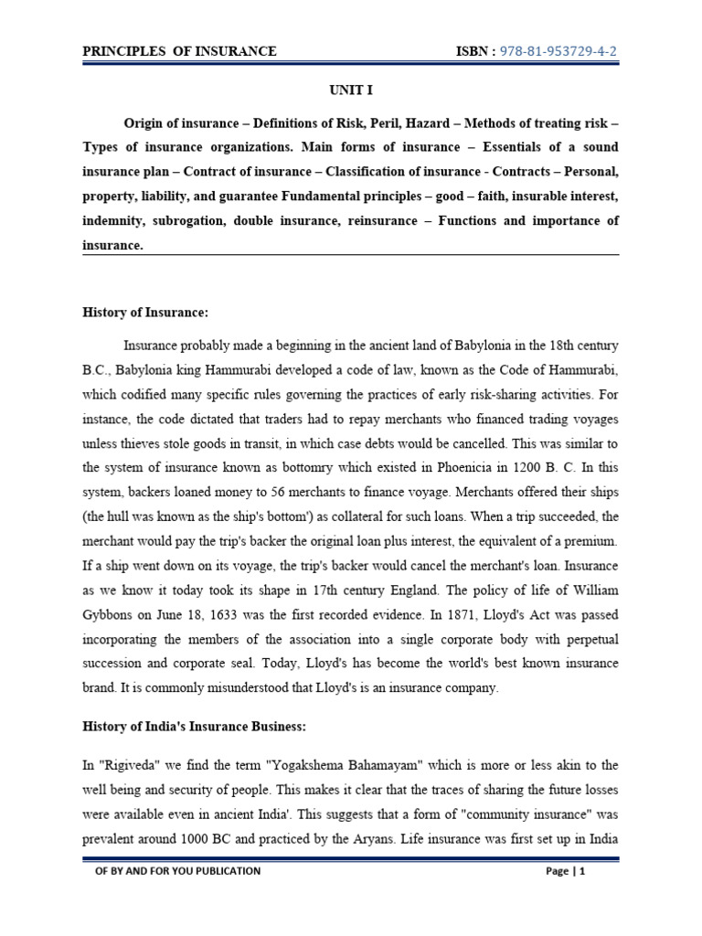 Book PrinciplesofInsurance | PDF | Cost Of Living | Insurance