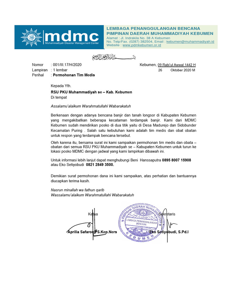 Surat Permohonan Tim Medis | PDF