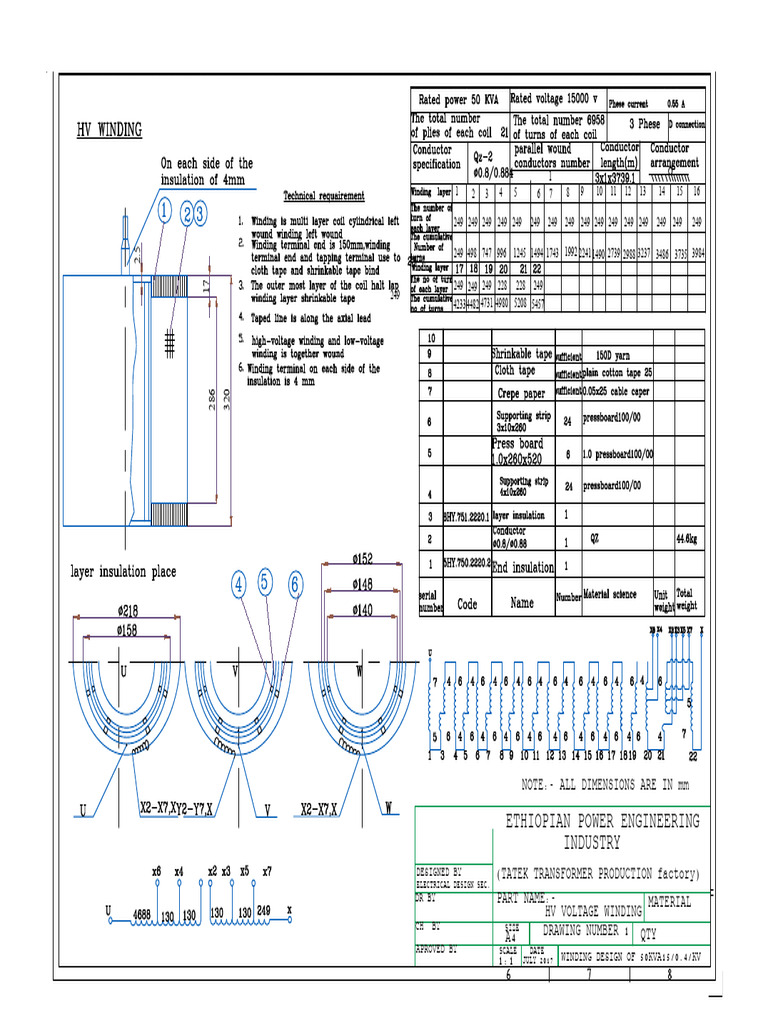 50KVA Transformer Winding Design | PDF