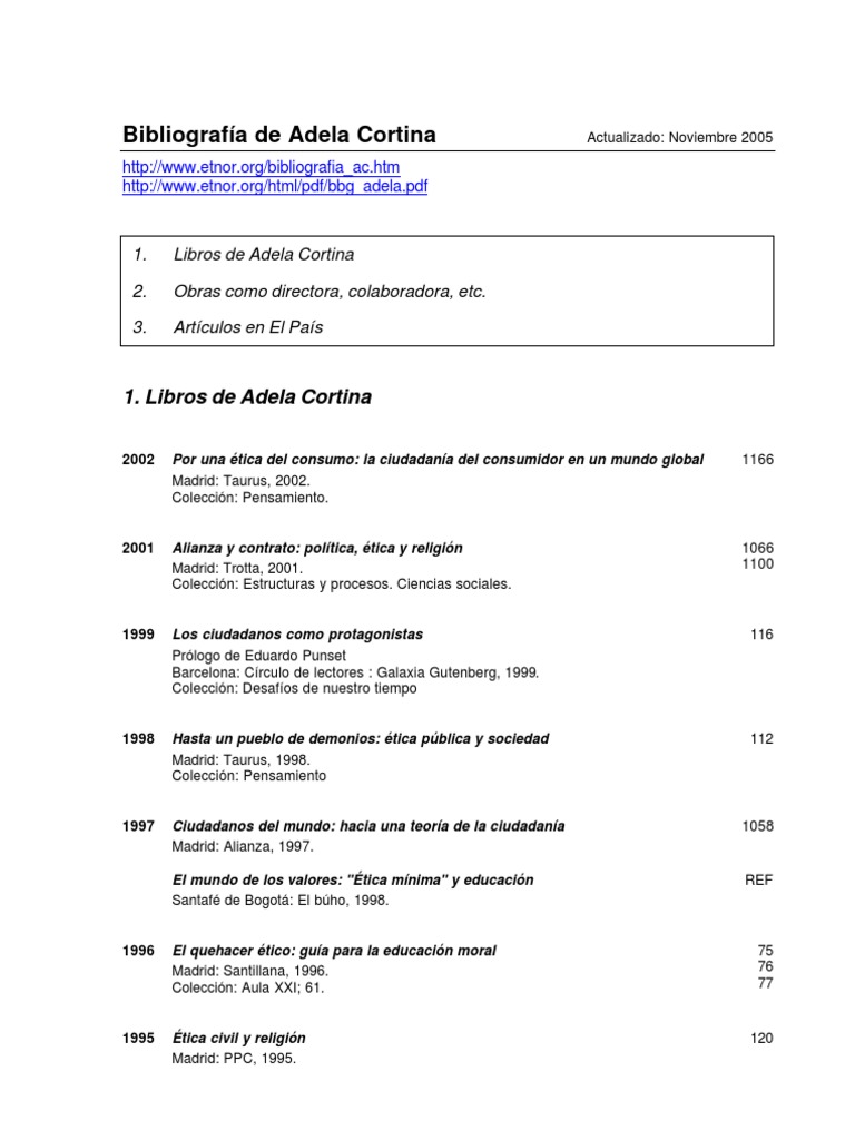 Adela Cortina- Bibliograf%C3%ADa y art%C3%ADculos | PDF | Madrid ...