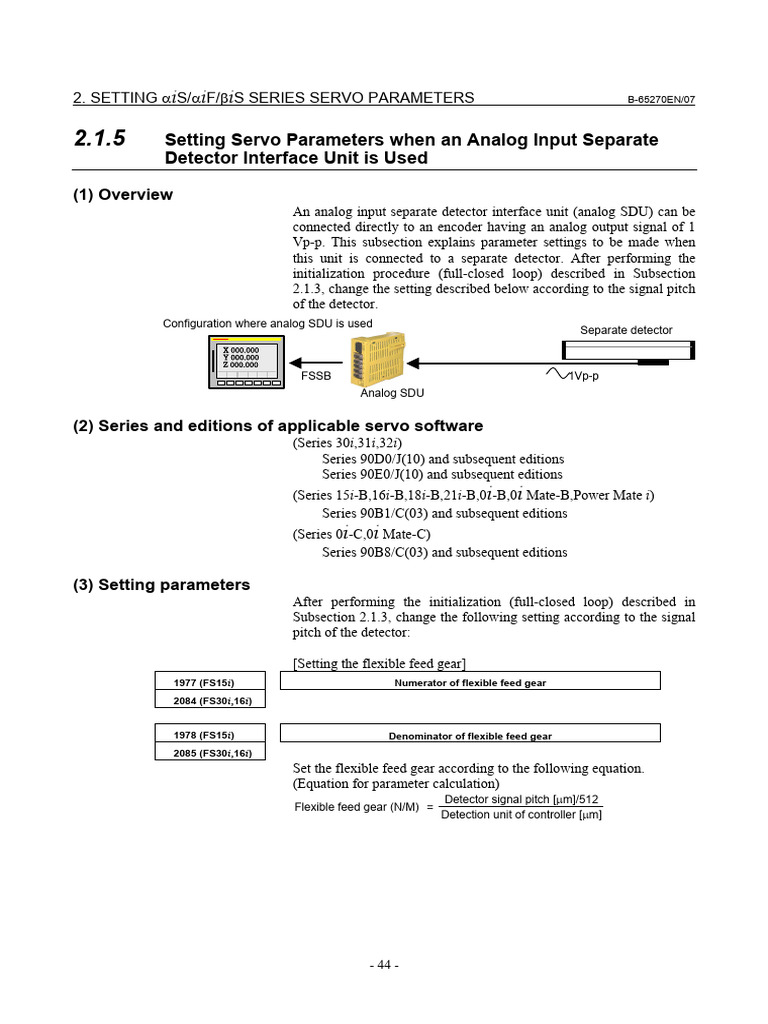 Setting Servo Parameters When An Analog Input Separate | PDF | Sensor | Numerical Control