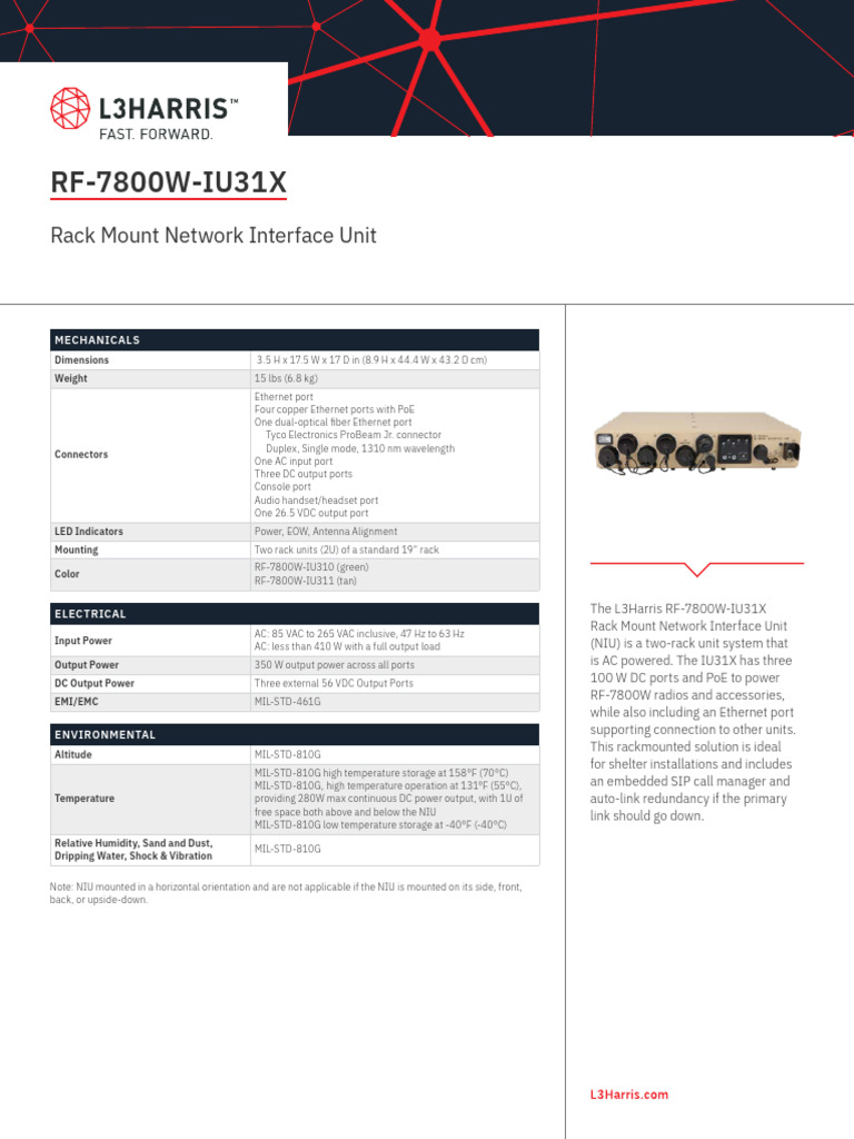 Cs Tcom RF 7800w Iu31x Rack Mount Network Interface Unit Spec Sheet | PDF | Telecommunications ...