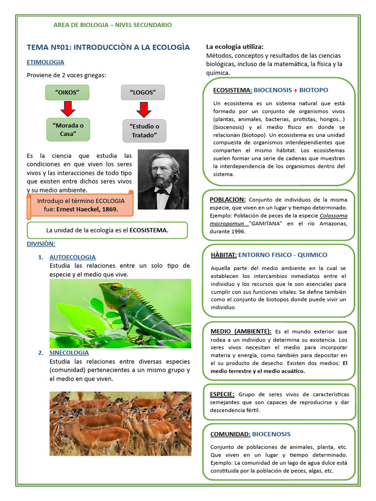 TEMA Nº01 INTRODUCCION A LA ECOLOGIA | PDF | Suelo | Ecología