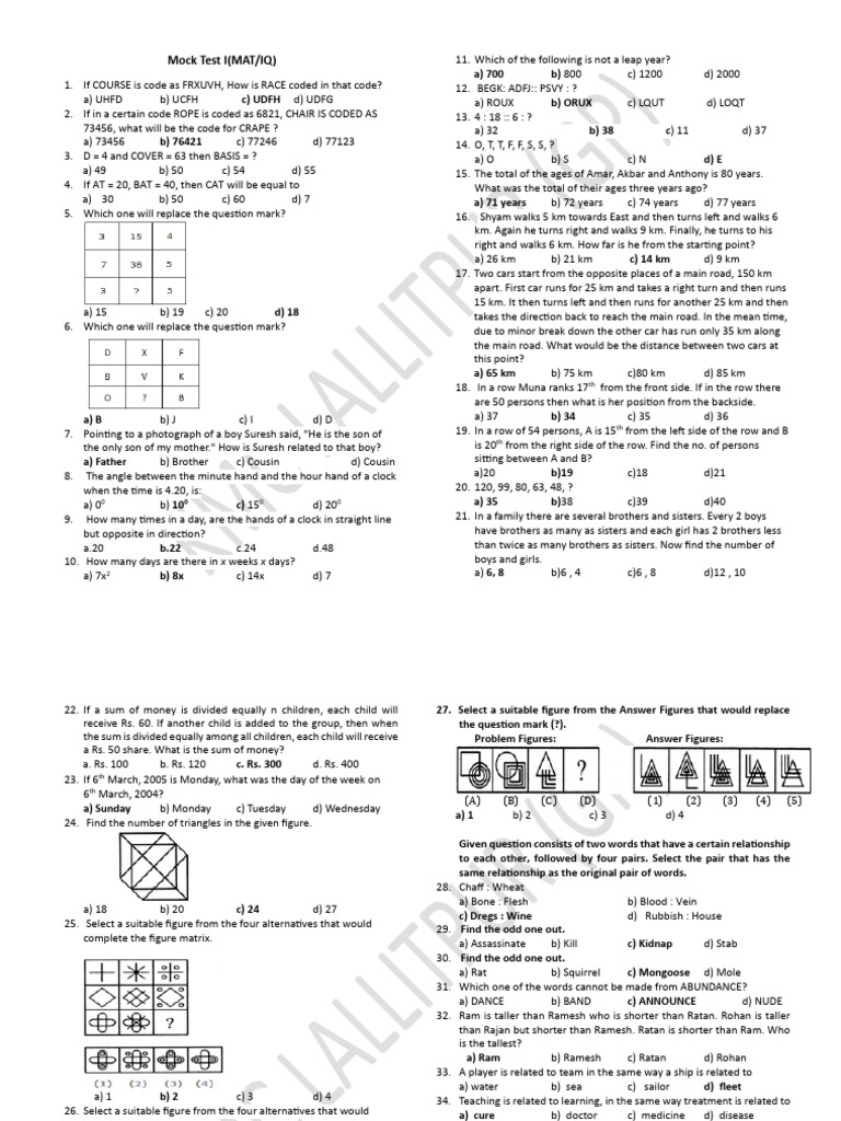 Set 1 Iq Pdf Mathematics