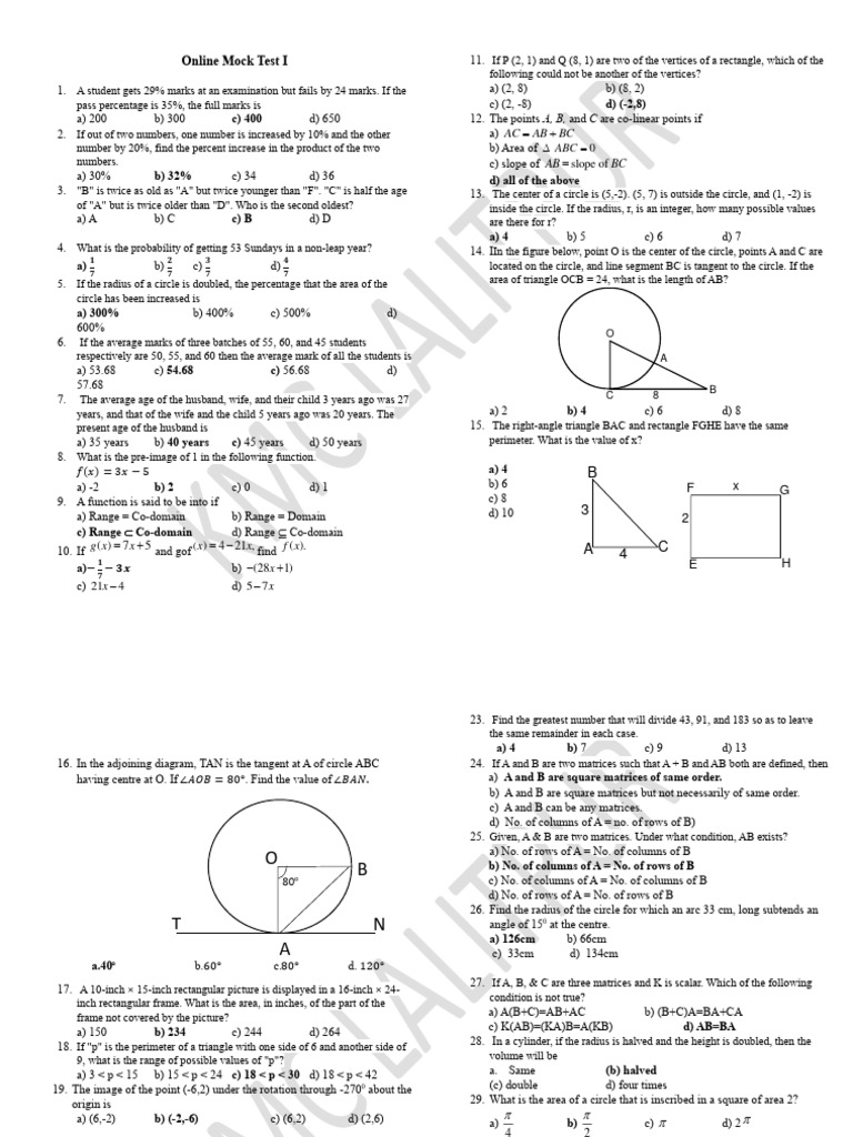 Set - 1 Maths | PDF | Area | Circle