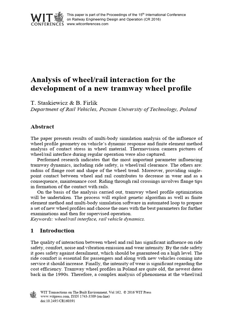 Analysis of Wheel Rail Interaction For The | PDF | Rail Transport | Fatigue (Material)