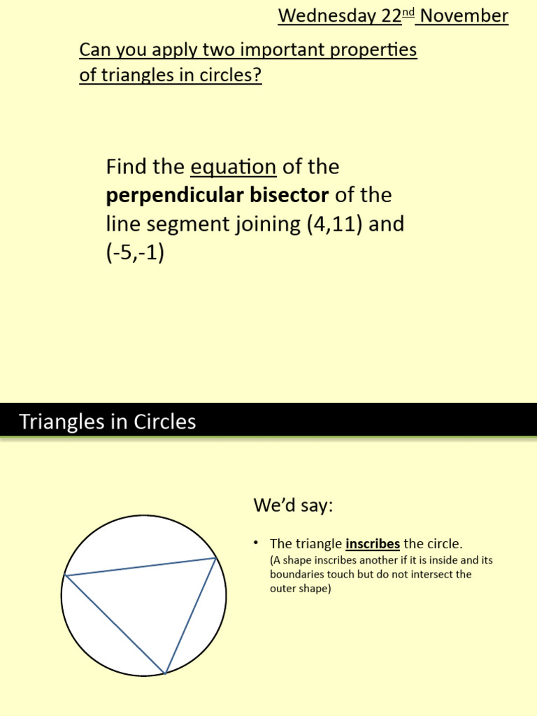 Properties of Triangles in Circles | PDF | Circle | Triangle