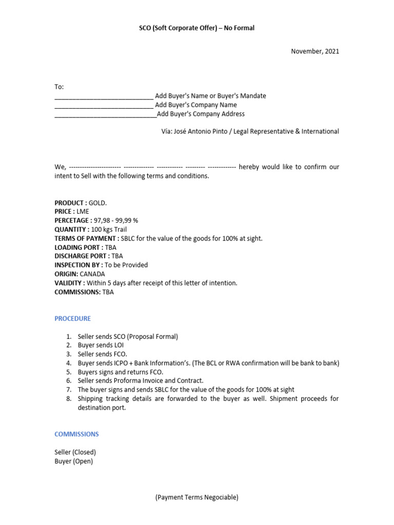 SCO (Soft Corporate Offer) - GOLD | PDF